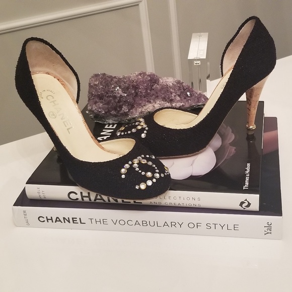 CHANEL | Shoes | Authentic Chanel Stilletto Pumps With Rhinestones ...
